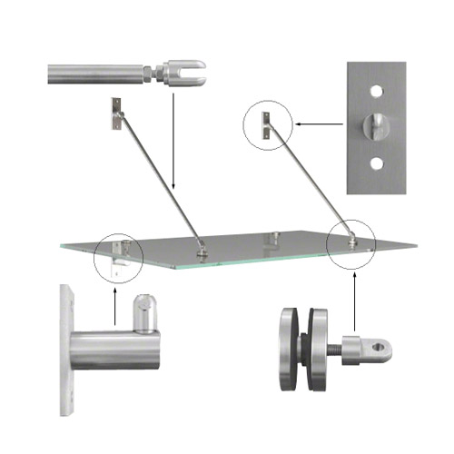 Canopy kit, for 1000mm overhang, c/w 4 x glass fixings, 2 x upper ...