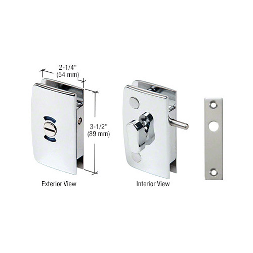 PAR Polished Chrome Glass Swinging Door Lock with Indicator for 5/16 ...