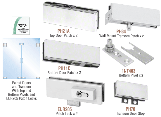 Patch Door Kit for Double Doors for Use with Fixed Transom - With Lock ...